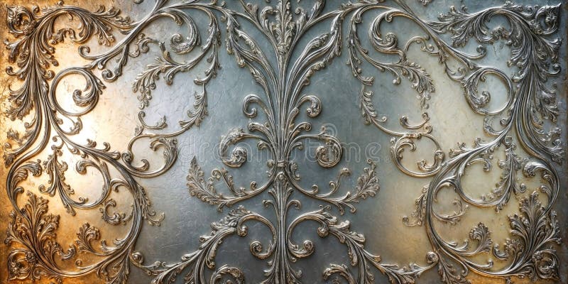 Background of Silver with Old Filigree Stock Image - Image of swirl ...