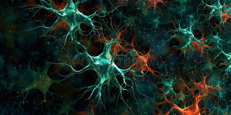 Background Simulating Neural Connections of Brain,green-orange Gamma ...