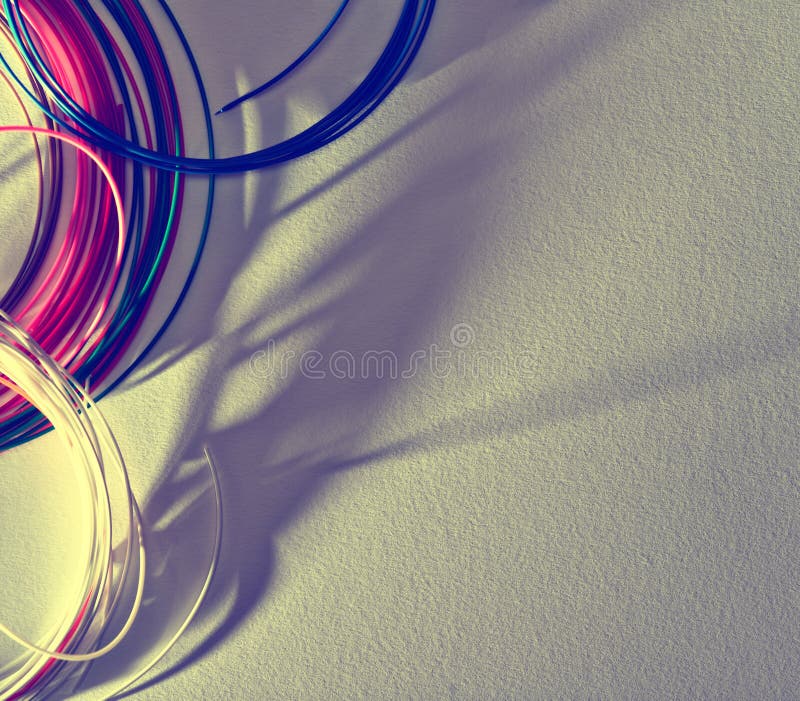 Background with Skeins of Colored Wire, Long Shadows, Texture of ...