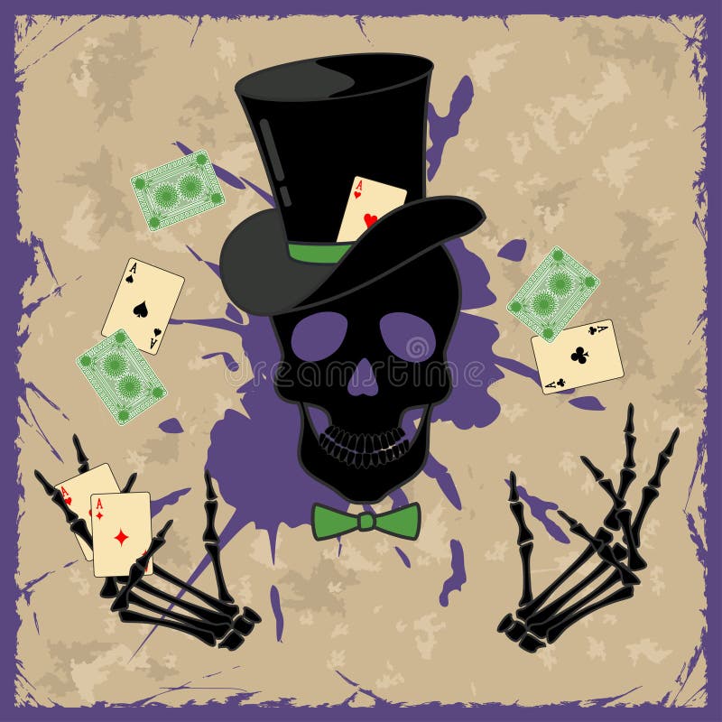 Skulls with playing cards stock vector. Illustration of casino - 27143518