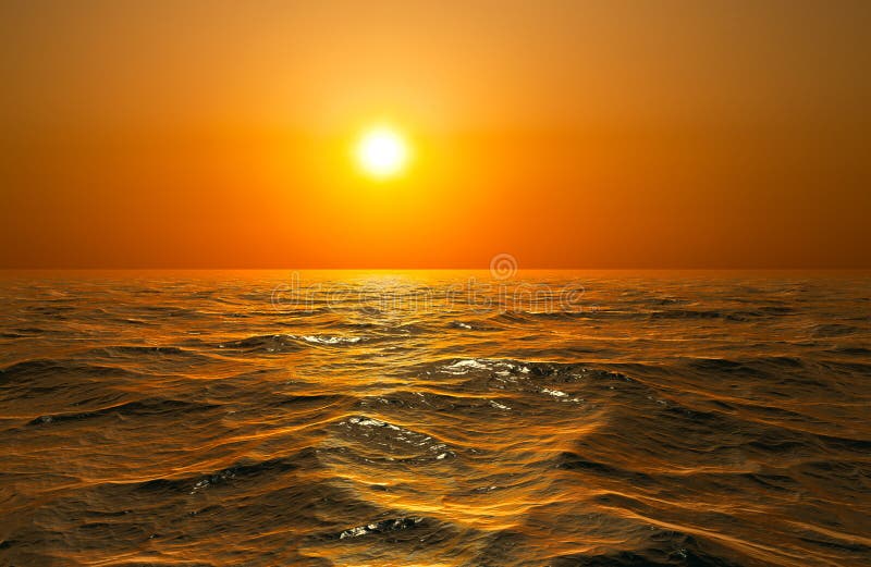 Background of Sky with the Setting Sun Reflected in Water or Oce Stock ...