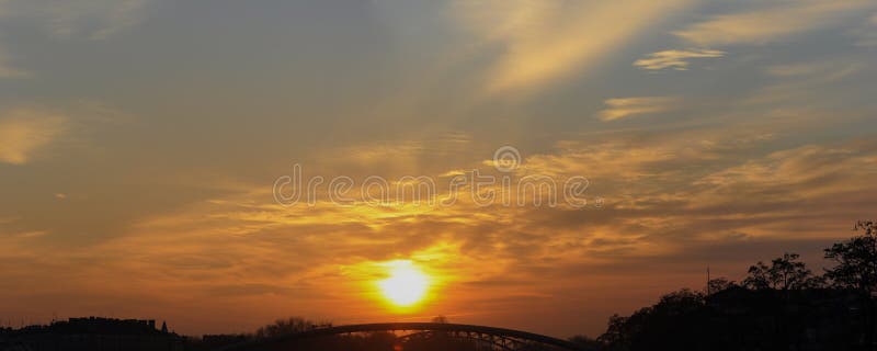 Background of Sky and Trees at Sunset Time, Twilight Stock Image ...