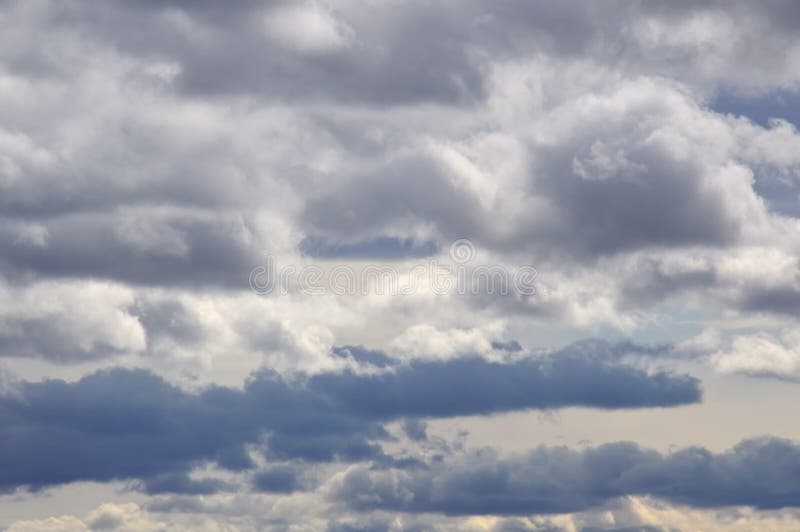Background. Sky with White Cumulus Horizontal Clouds and Gray ...