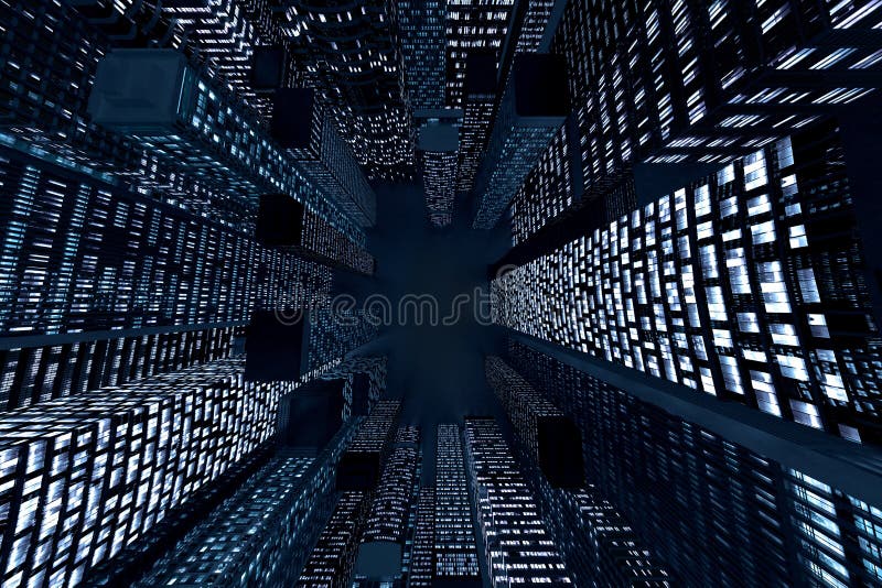 Background of Skyscrapers at Night. Top View Stock Illustration ...