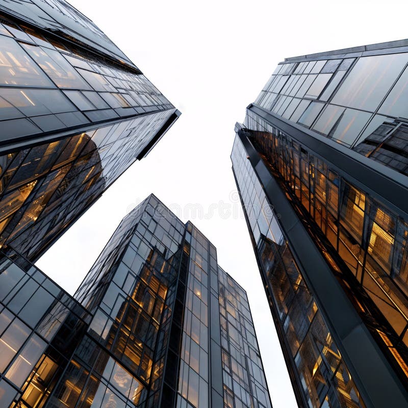 Background of Skyscrapers Seen from Below with a White Background Stock ...