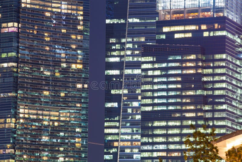 Background of Skyscrapers Windows at Night Stock Image - Image of dark ...
