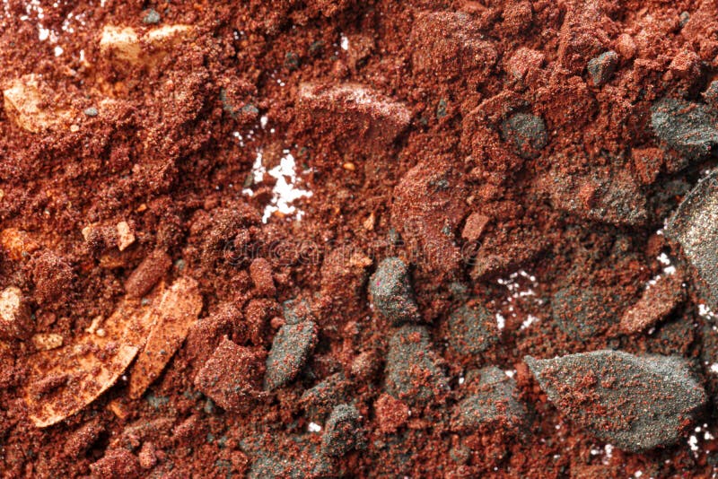 Background of Smashed Dark Colored Eyeshadows, Top View Stock Photo ...