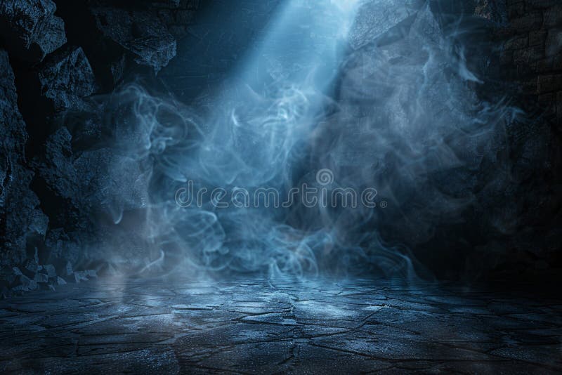 Background of Smoke in the Dark Stone Floor in the Best Cave Style 4k ...