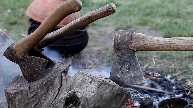 Background , Smoke, Fire and Axes Stock Video - Video of power, blade ...