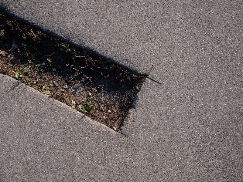 Background. Smooth Rectangular Hole in the Asphalt. View from Above ...