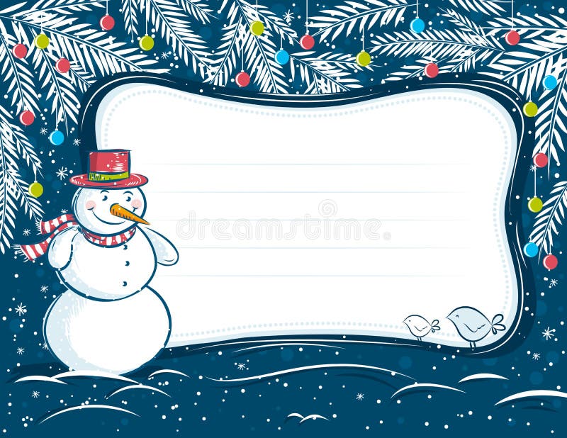 Background with Snowman and Label Stock Vector - Illustration of ...