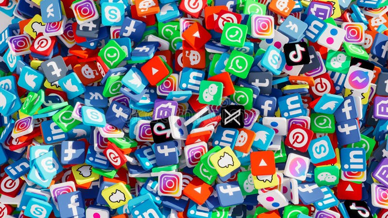 Background with Social Media Icons Editorial Photography - Illustration ...