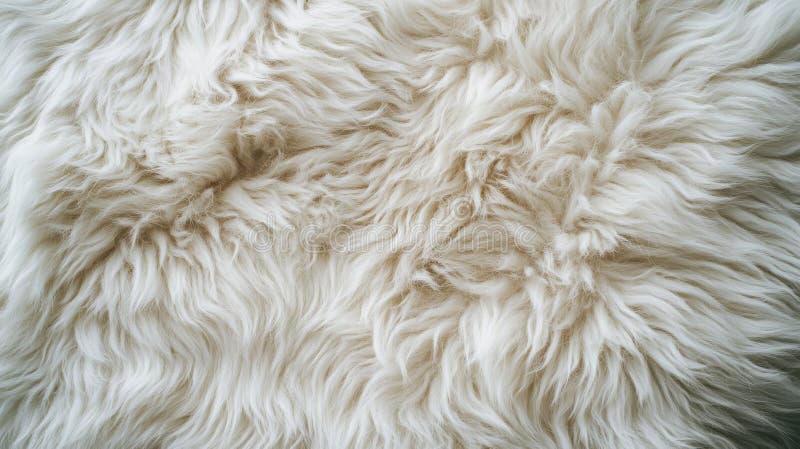 A Background of Soft, Fluffy White Wool or Cotton with a Natural Sheep ...