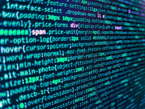 Background of Software Developer Script. Web Server Data on a Monitor. HTML CSS3 Source Code on ...