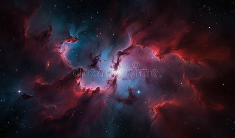 Background with Space Nebula in Burgundy, Marsala Colors. Dramatic ...