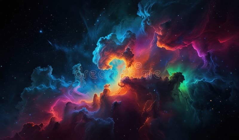 Background with Space Nebula in Neon Bright Colors. Neon, Bright ...