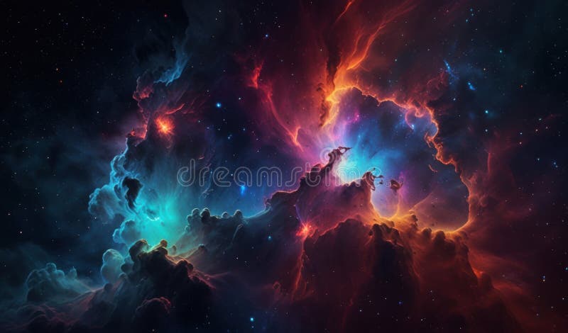 Background with Space Nebula in Neon Bright Colors. Neon, Bright ...