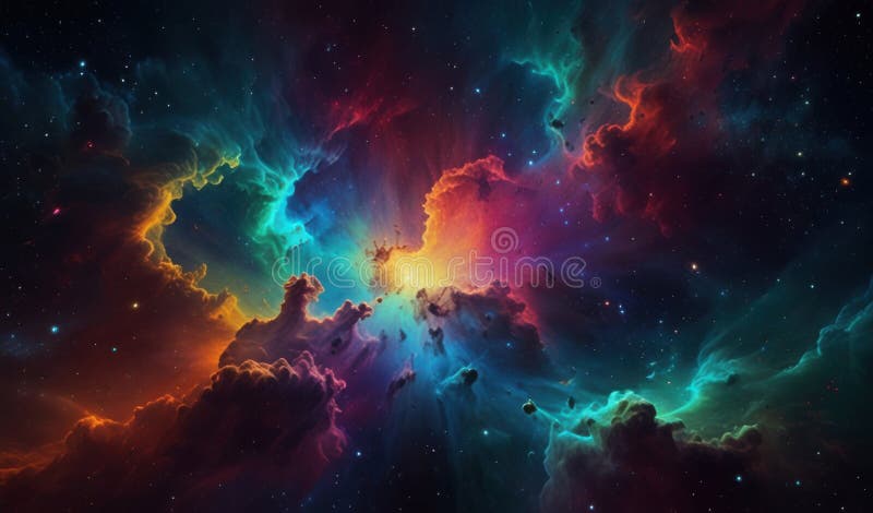 Background with Space Nebula in Neon Bright Colors. Neon, Bright ...