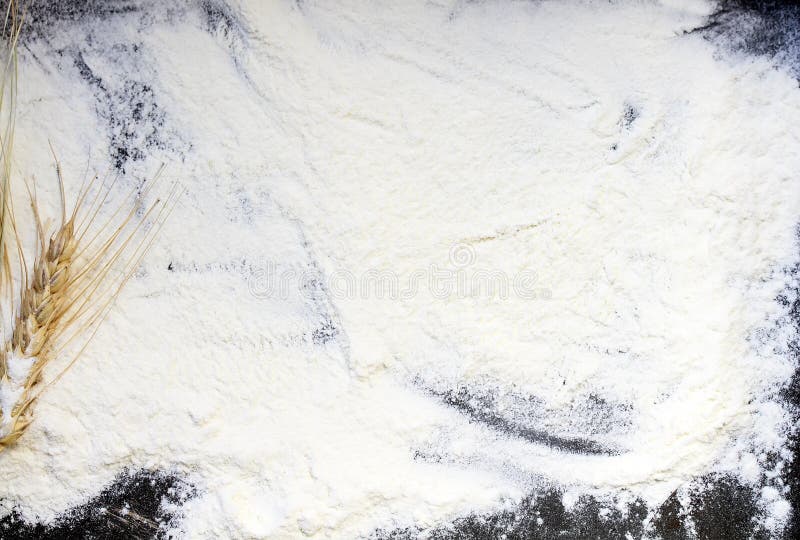 Background from the Spilled Flour and Wheat Ears on a Baking Tray Stock ...