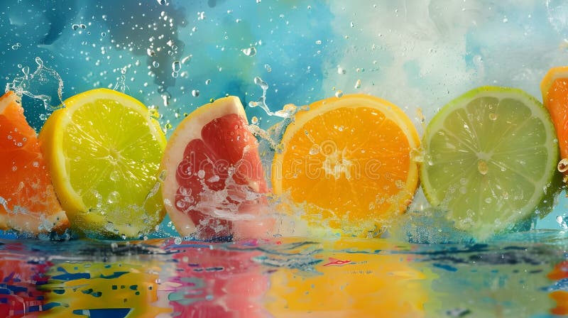 Background Splash Orange and Lemon Water Splashed Stock Illustration ...