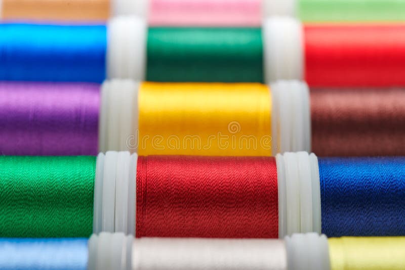 Background from Spools with Multicolored Sewing Threads Stock Image ...