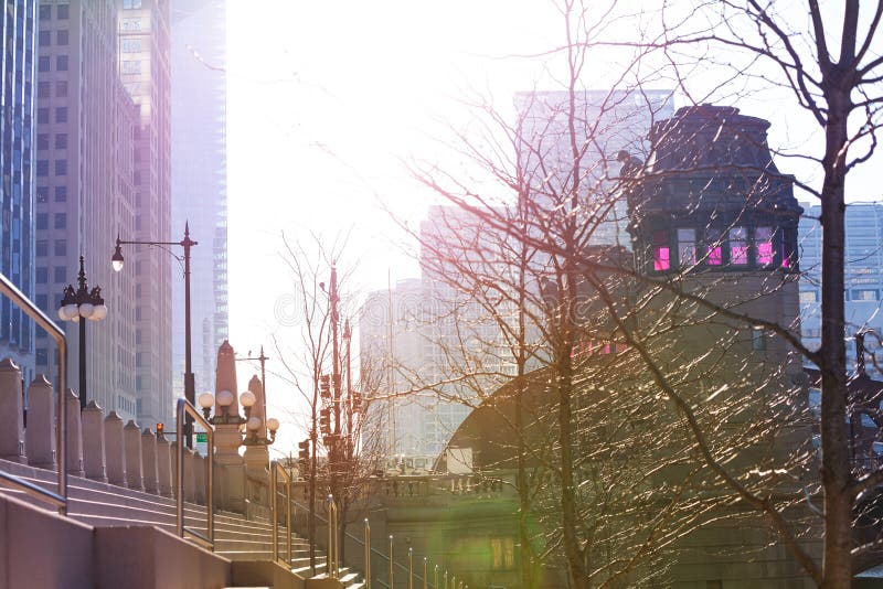 Background in Spring City Chicago Downtown Area Stock Image - Image of ...