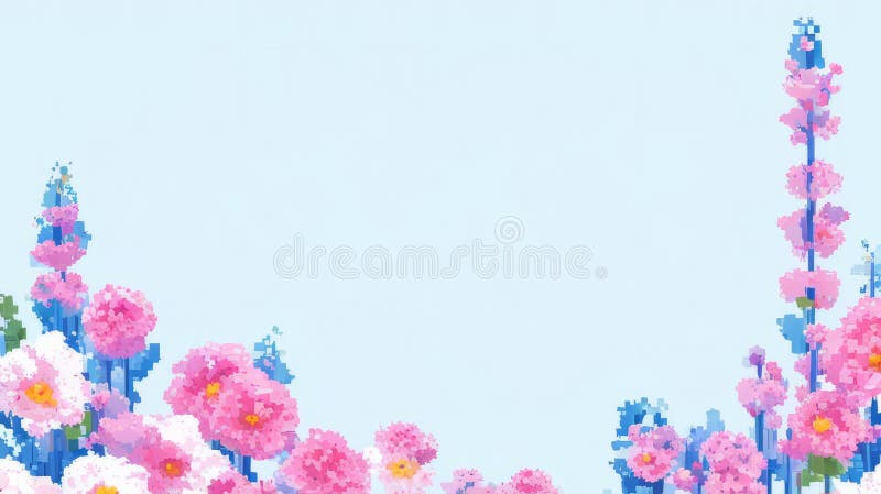 Background with Spring Flowers Consisting of Pixels. Stock Illustration ...