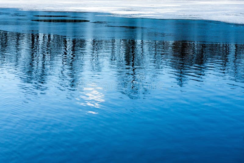 Background of Spring Water with a Thawed Patch Stock Image - Image of ...