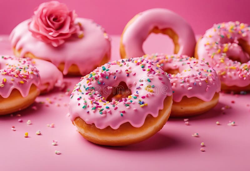 Background Sprinkles Pink View Pink Donuts Glaze Top Decorating Sweet ...