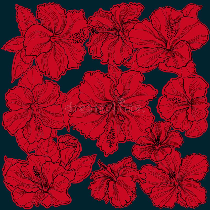 Background Sprite Texture Ornament Hibiscus Flowers Stock Vector ...