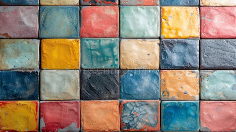 Background from Square Multi-colored Ceramic Tiles Stock Image - Image ...