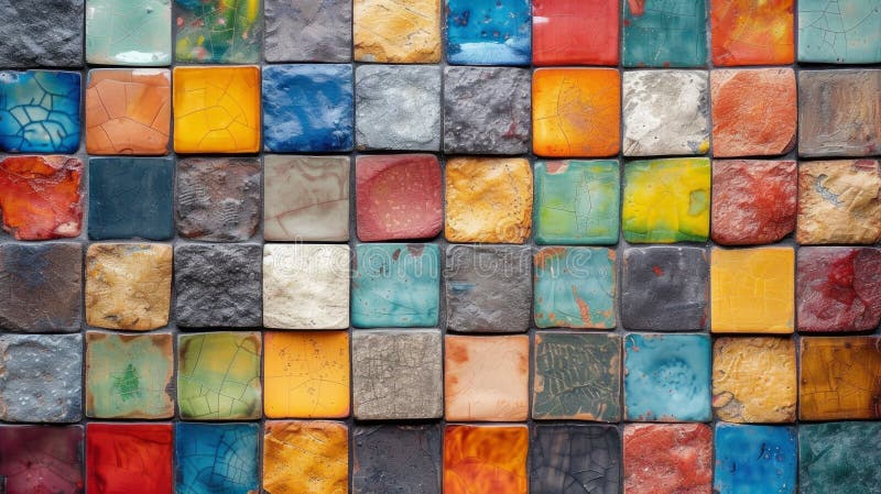Background from Square Multi-colored Ceramic Tiles Stock Photo - Image ...