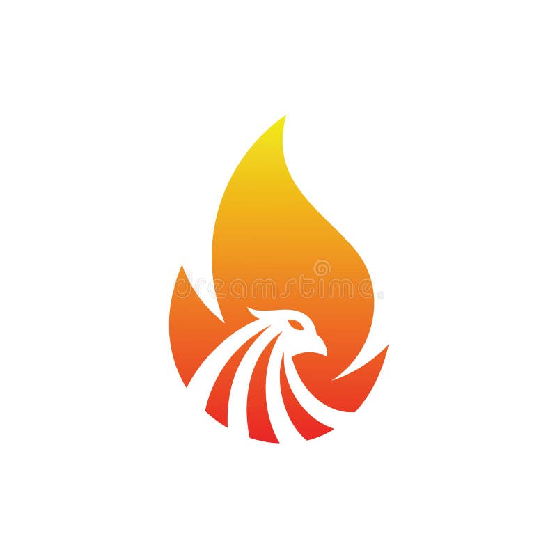 Flying Bird Eagle Hawk Falcon, Fire Graphic Logo Design Stock Vector ...