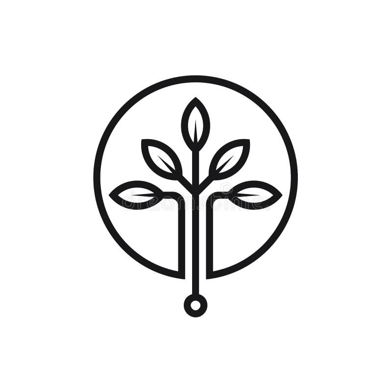 Cannabis Leaves Hempt Pot CBD Tree Growth Logo Design Circle with ...