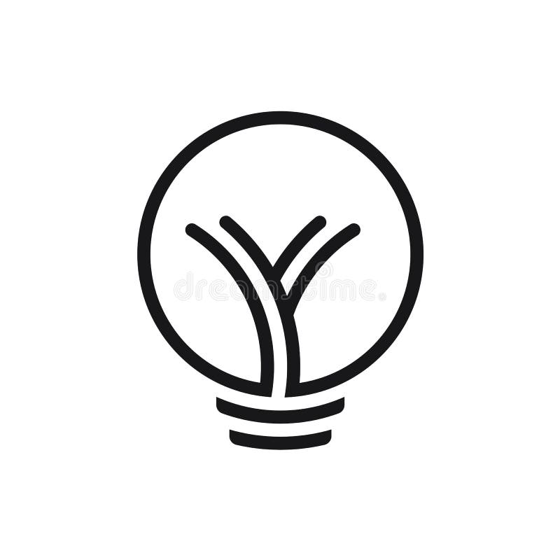 Initials Y Light Bulb and Tree Trunk Logo Design Inspiration Stock ...