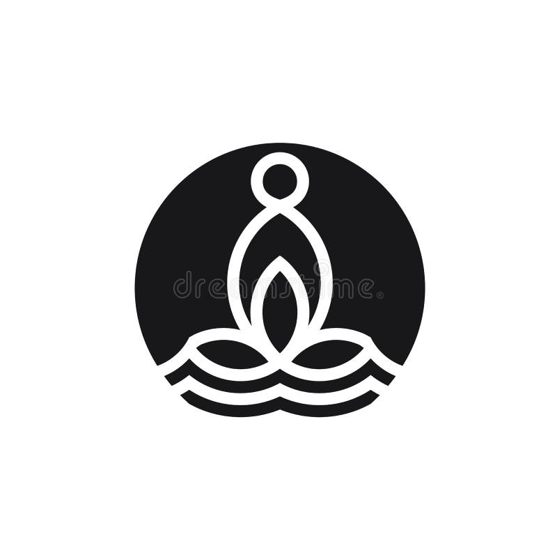 Yoga Meditation Leaves Marijuana Beach Wave Logo Design Stock Vector ...