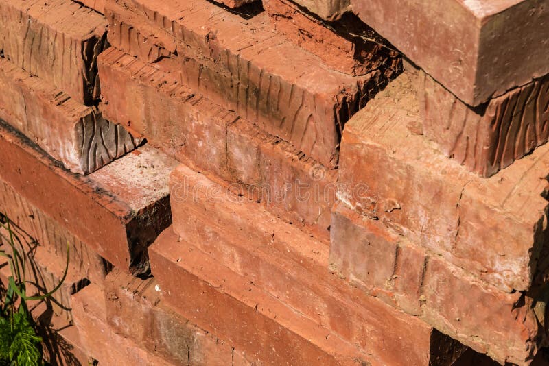 Background Stack Brick Red Terracotta Traditional Building Material for ...