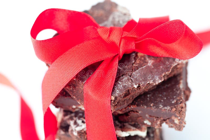 Stack of Chocolate with Red Ribbon Stock Image - Image of brown ...