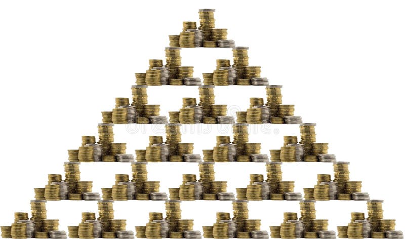 Background with Stack of Coins Arranged in the Shape of a Triangle ...