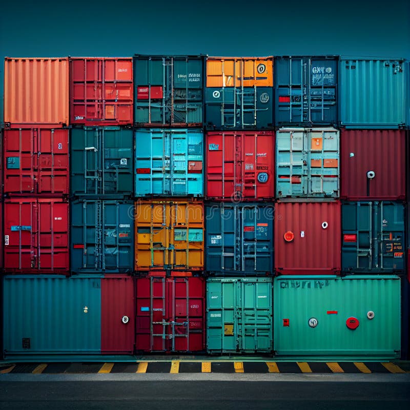 Background of Stack of Containers at a Port Stock Illustration ...