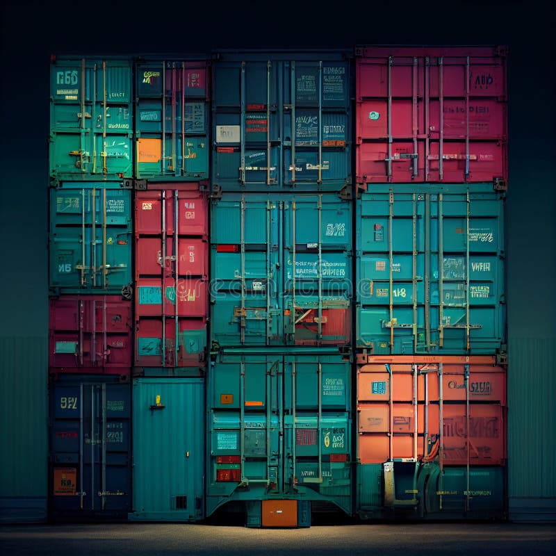 Stack of Containers Box, Cargo Freight Ship for Import Export Logistics ...