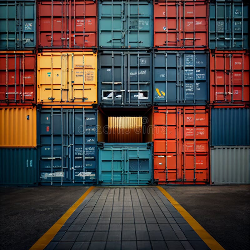 Background of Stack of Containers at a Port Stock Illustration ...