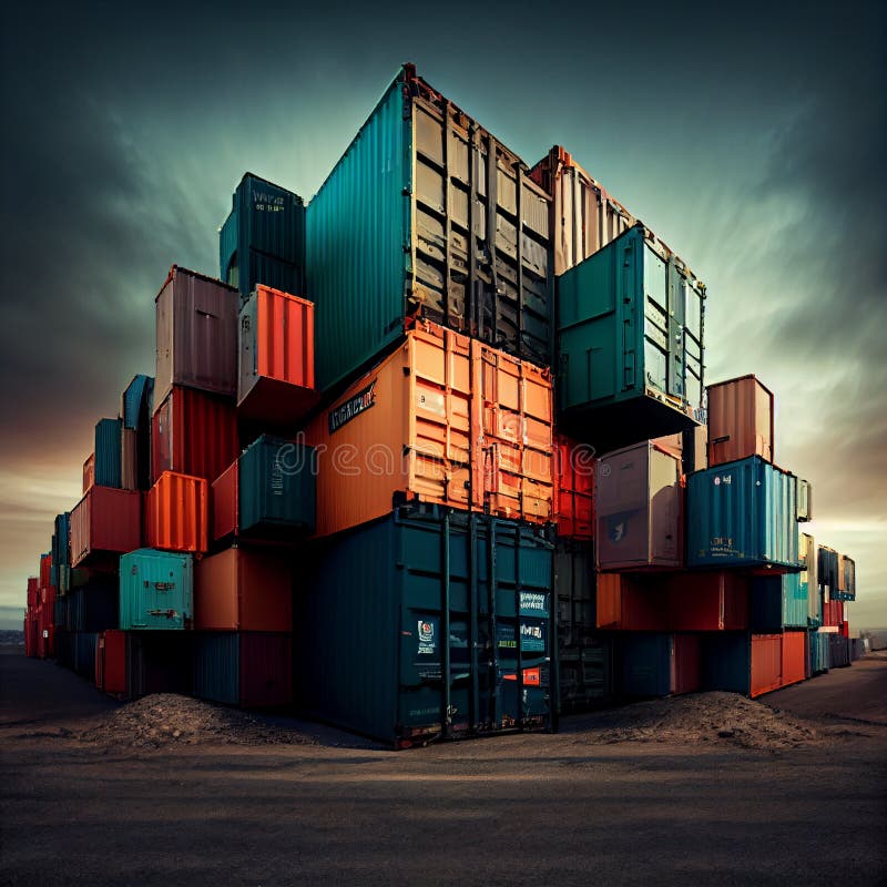 Background of Stack of Containers at a Port Stock Illustration ...