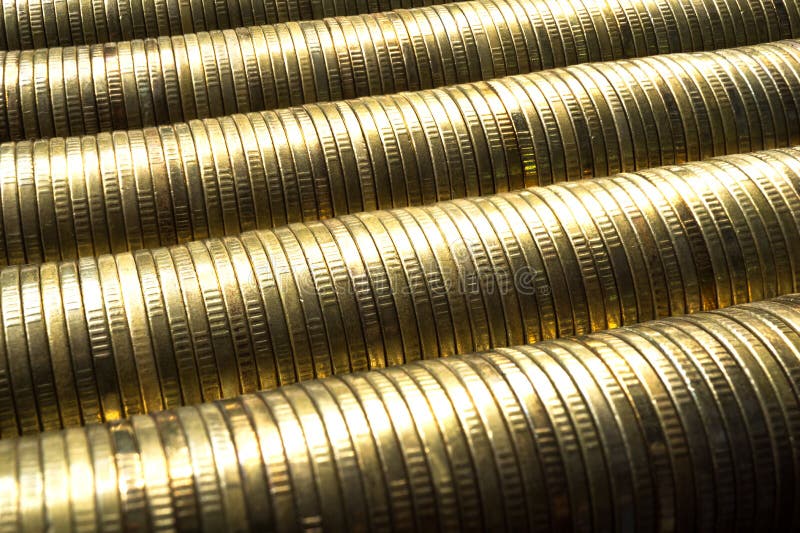 Stack of gold tinted coins stock image. Image of financial - 189437535
