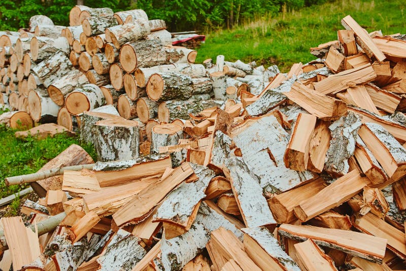 Split Red Oak Logs in a Firewood Pile Stock Photo - Image of winter ...