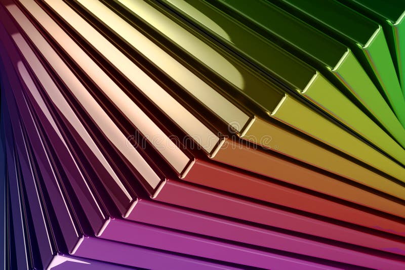 Background of Stacked Metallic Reflective Rainbow Colored Square Stock ...