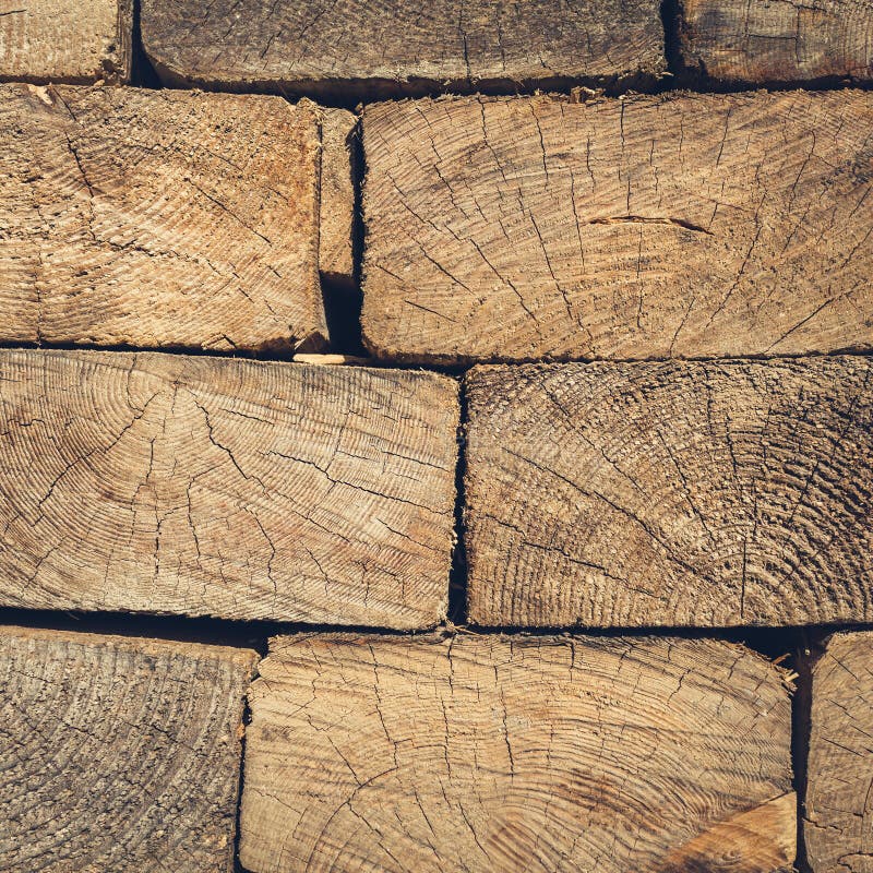 Background of Stacked Wood Cut in Squared Timber Stock Image - Image of ...