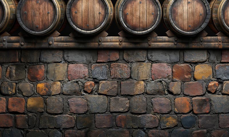 Background of Stacked Wooden Storage Barrels. Stock Photo - Image of ...