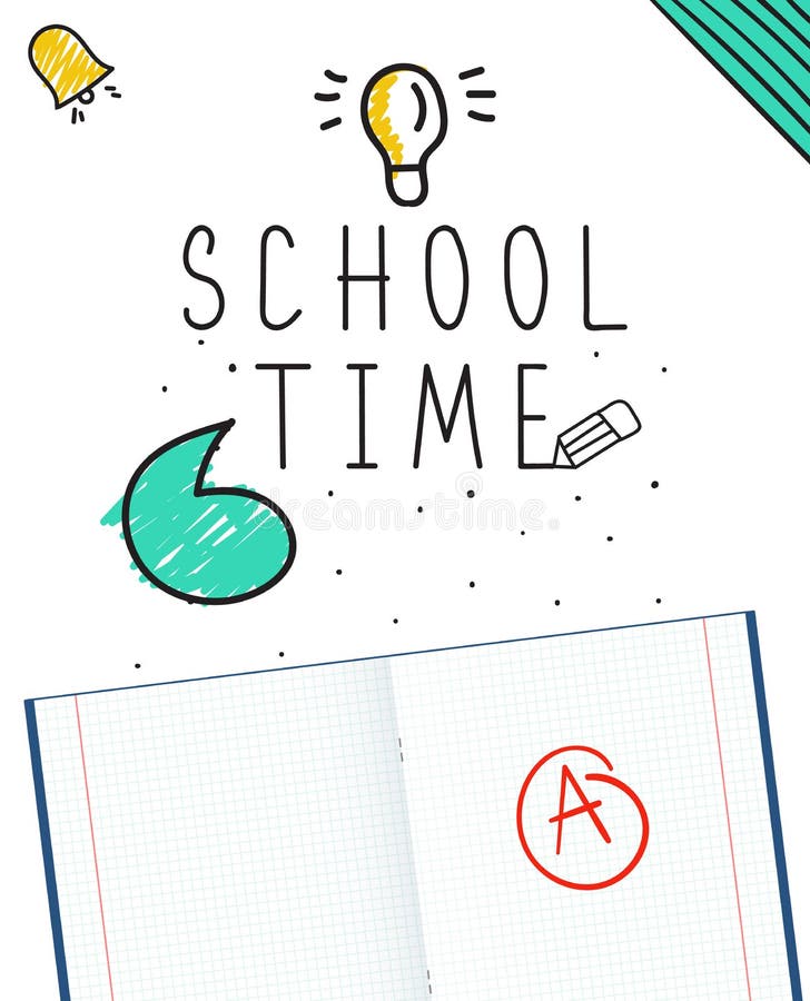 Background with Stationery and Text School Time Stock Vector ...
