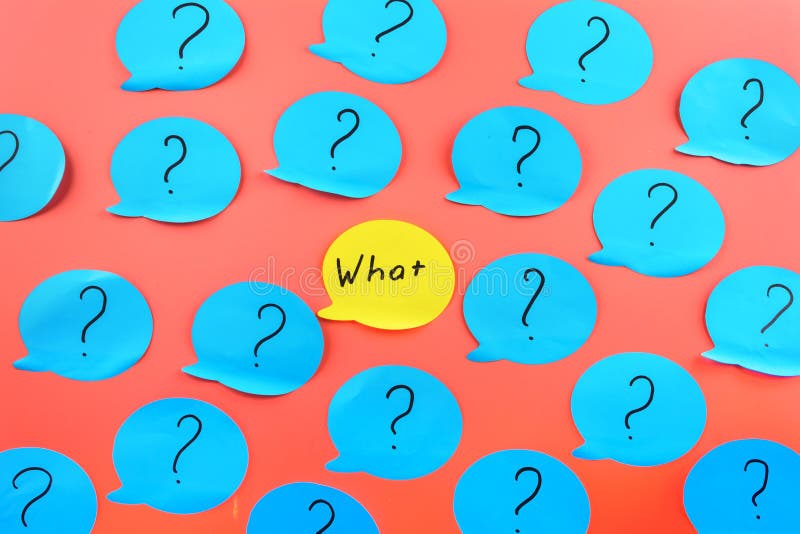 Stickers on a Blue Background. Pink Stickers with Question Marks Stock ...